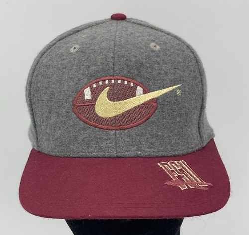 Nike Team FSU Florida State Hat Cap Snapback Grey Wool Blend Thick ...