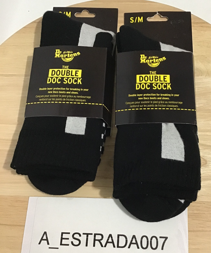 2 Pairs, Dr. Martens S/M ( 3-8 ) The Double Doc Sock Black/Gray Cotton ...