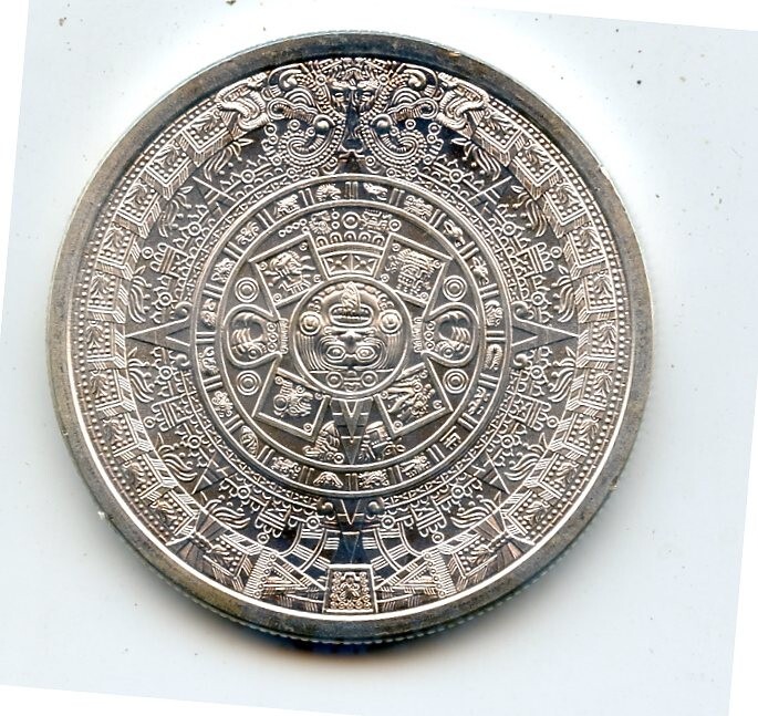 Mayan Calendar 'Cuauhtemoc' 1 Troy OZ .999 Fine Silver Round Nice BU | eBay