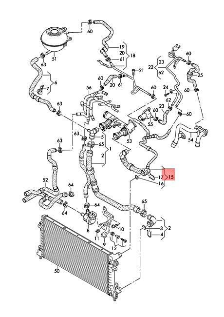 AUDI SKODA COOLANT HOSE WITH QUICK RELEASE COUPLING 6C0122101AM NO DUTY ...