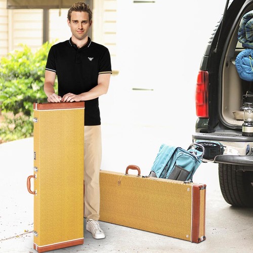 Glarry High Grade Yellow Electric Guitar Square Hard Shell Case with ...