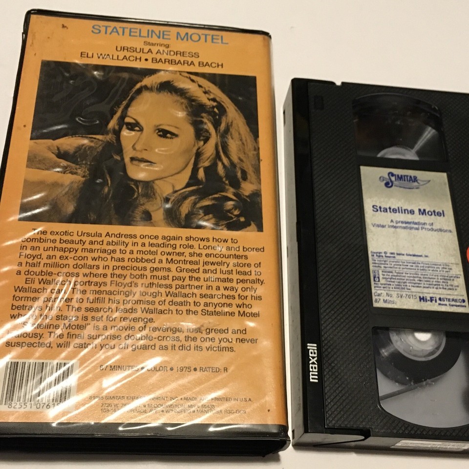 RARE VHS 1985 STATELINE MOTEL CLAMSHELL - URSULA ANDRESS SIMITAR ...
