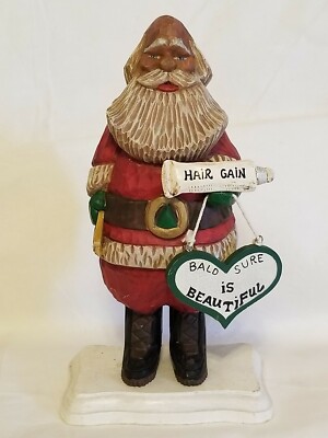 Kurt S Adler Carved Santa Claus Figurine Bald Head Hair Gain Funny ...