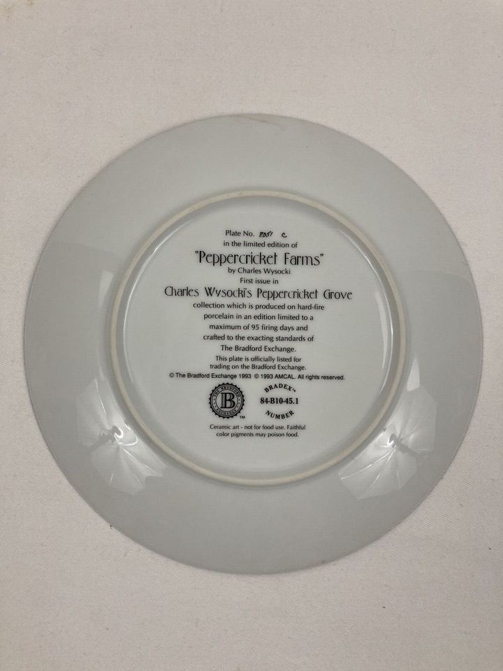 Bradford Exchange Peppercricket Farms Decorative Plate 1993 Charles ...