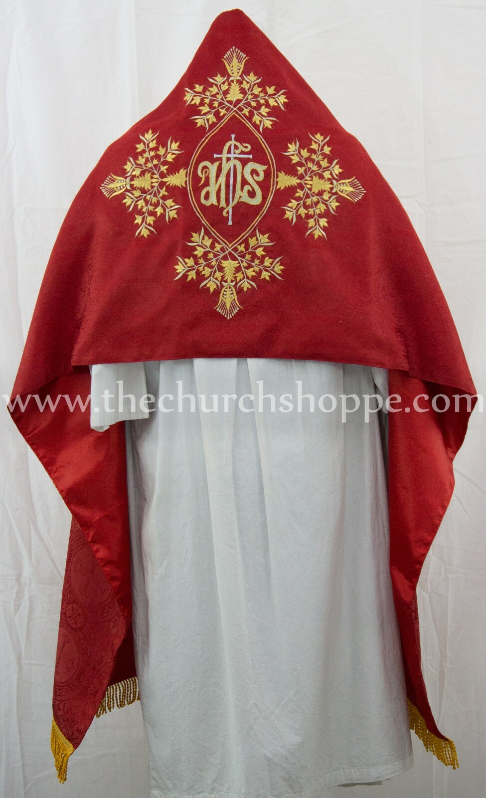 RED Humeral Veil with IHS embroidery,voile huméral,velo omerale | eBay