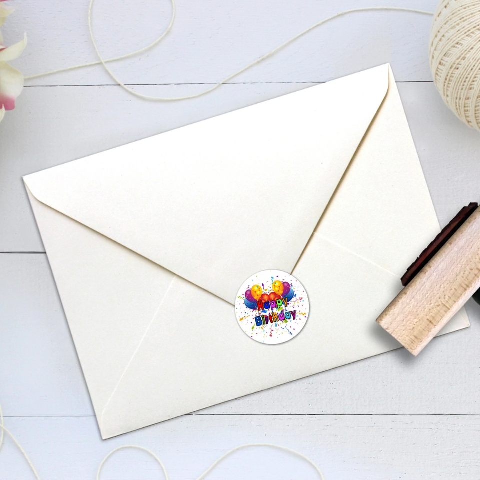 Happy birthday stickers, labels, tags, envelope seals party favors | eBay