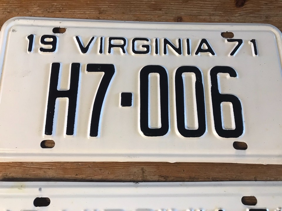 Virginia 1971 License Plate Set H7-006 Matching Pair Matched Low Number | eBay