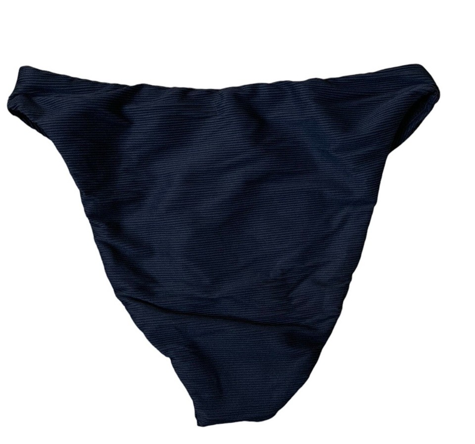 J. Crew Ribbed High Rise Cheeky Bikini Bottom Women’s Size Small Black ...