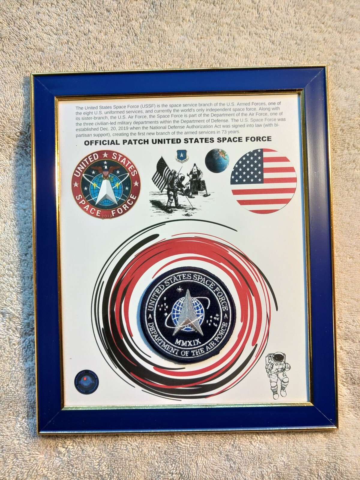 official united states space force patch custom mounted & displayed ...