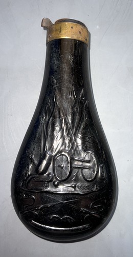 Vintage Copper Brass Gun Powder Flask w/ US Civil War Scene | eBay