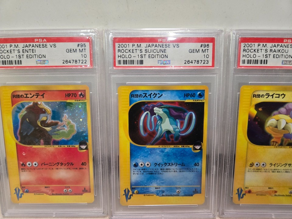 SEQUENTIAL Japanese VS Rocket's Entei Suicune Raikou PSA 10 Holo 1st ...