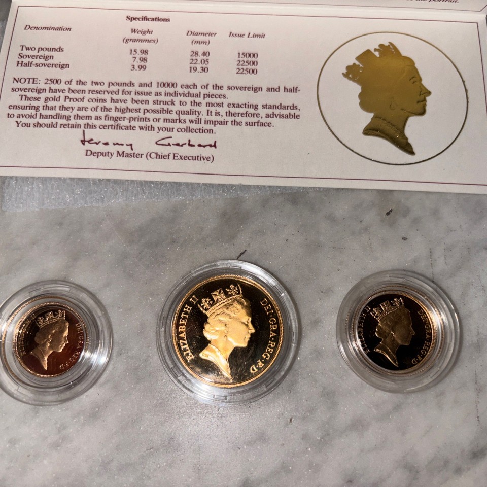 Royal Mint full set 1987 Gold Proof sovereign set With COA & all 3 ...