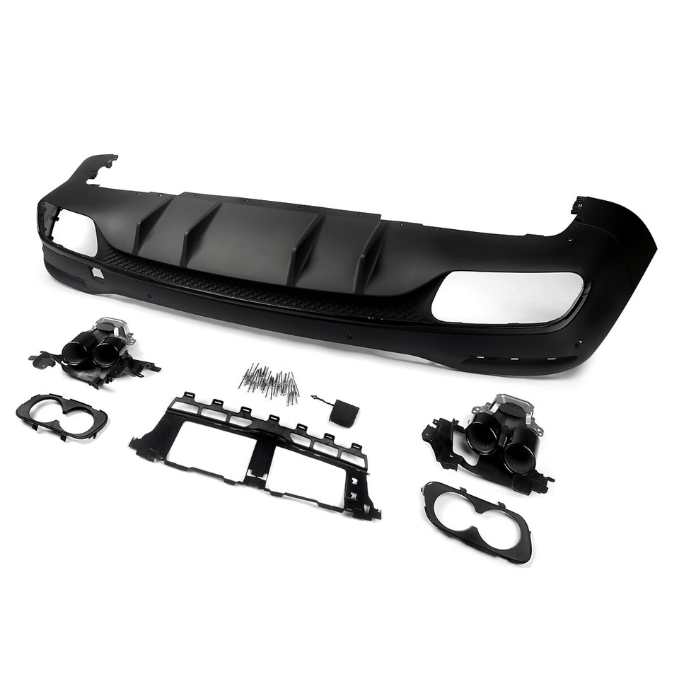 Round Tip Exhaust Trims W/Rear Bumper Diffuser For Benz GLE W167 GLE53 ...