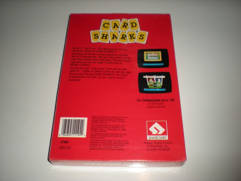 Card Sharks TV Game Show game for Commodore 64 by ShareData. New ...