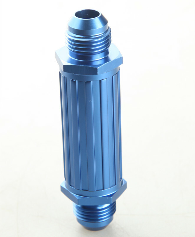 AN6 6AN Aluminum Billet Magnetic Inline Fuel Filter 150 Micron Blue ...