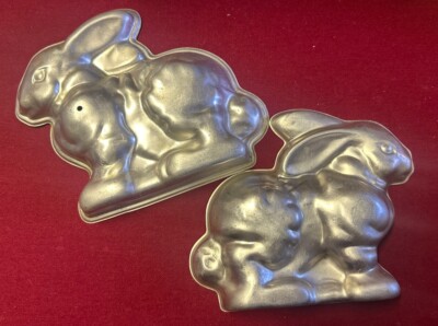 Vintage Rabbit Bunny Aluminum Cake Chocolate Jello Candy Mold Pan 2 ...