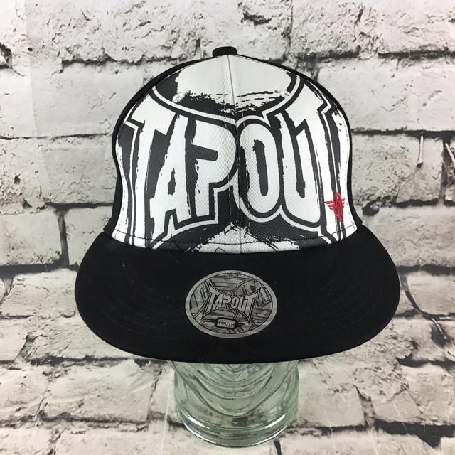 Tapout Youth OSFA Hat Black White Tek-Flex Fitted Baseball Cap With ...