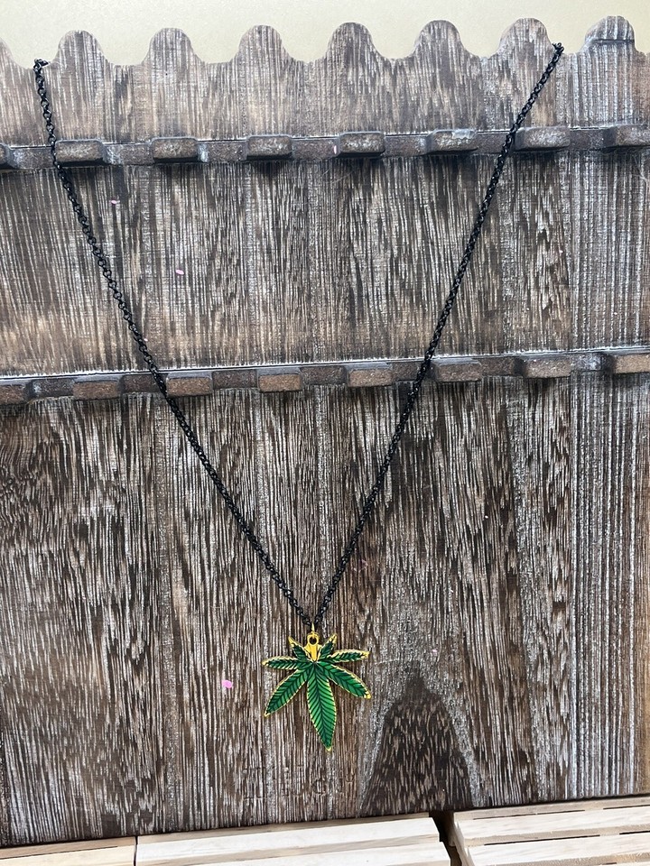 Pot Leaf Necklace Black Chain | eBay