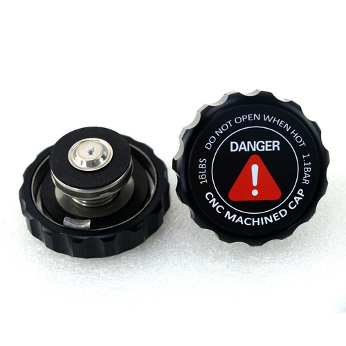 Aluminum Billet Notch Grip Radiator Cap Black Anodize 16lb Round CNC ...