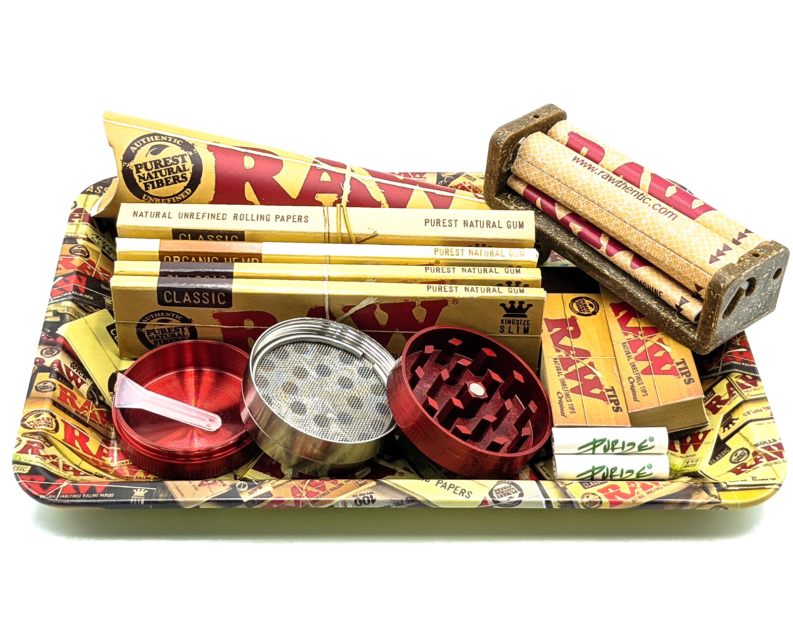 Raw Small Medium Rolling Tray Kit Gift Set Raw Classic Organic Tips | eBay