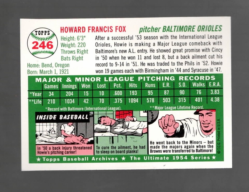 1994 Topps Archives 1954 #246 Howie Fox NM/Mint | eBay