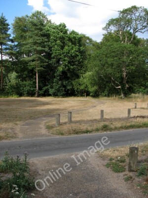 Photo 6x4 Path crossing rural lane Santon Downham The path leads from ...