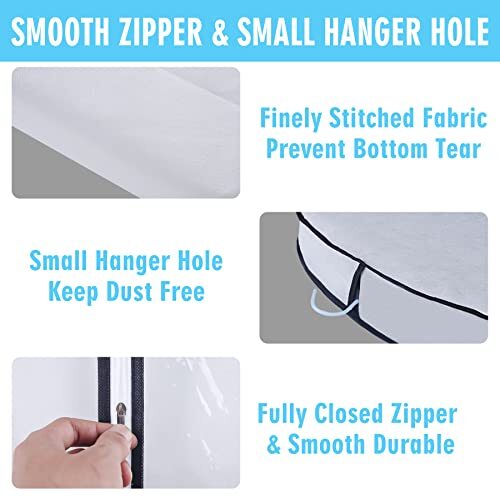 50" Garment Bags for Hanging Clothes Clear Moth Proof Suits Covers with ...