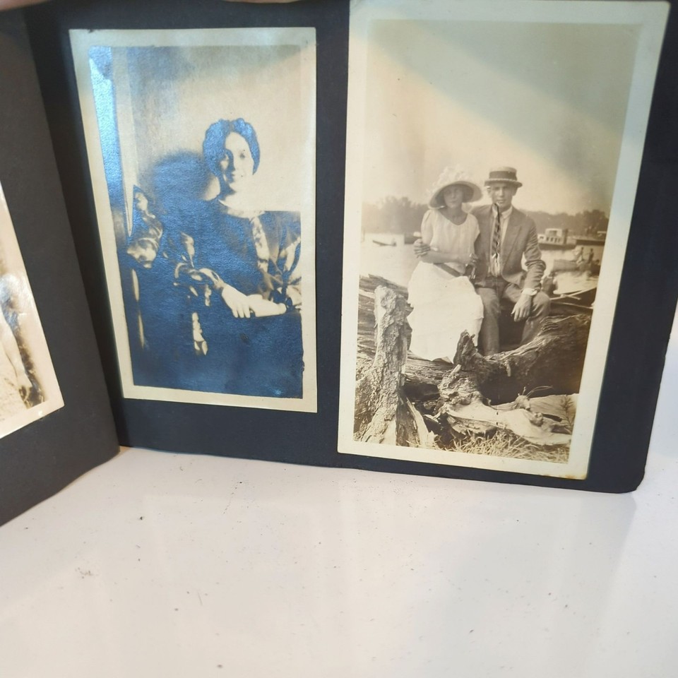 Vintage 1927 Snapshot Photo Album Black Pages ~ 60 Original B&W Family ...