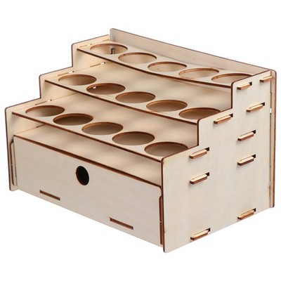 Wooden Paint Rack Pigment Inks Storage Organizer Rack with 15 Bottle ...