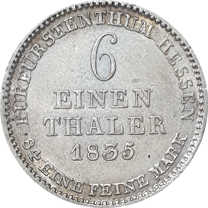 2X Hesse Cassel Aunc 1835 1830 Silver 1/6 Thaler Taler Coins Set ...
