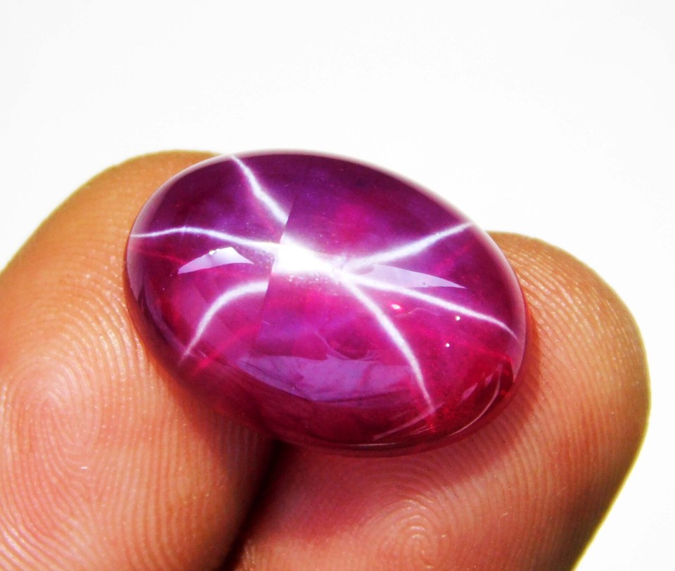 "17.45 Ct Natural Red Star Ruby Cabochon Cut 6 Rays Certified Loose ...