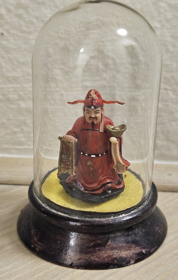 Vtg Asian Japanese God Samurai Celebrate 3.5" Glass Dome Figurine ...
