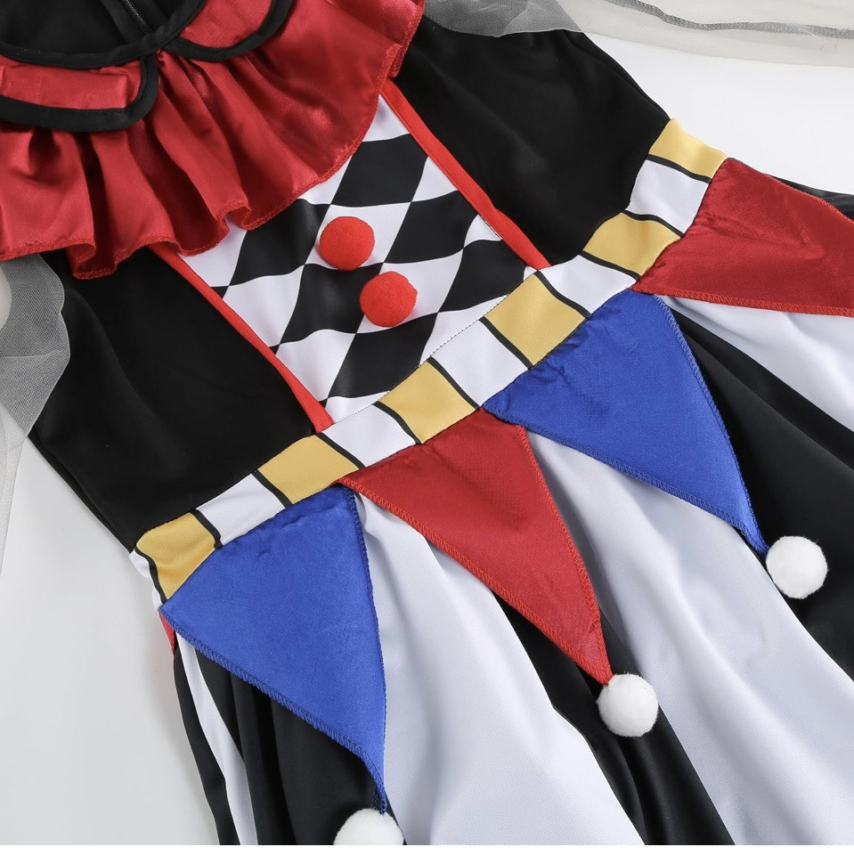 Clown Costume for Girl's,Halloween Carnevil Kids Wicked Jester.medium | eBay