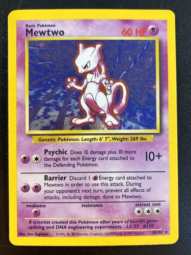 Mewtwo 10/102 Holo Rare Base Set Unlimited - Pokemon Card WOTC LP | eBay