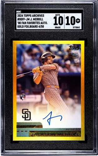 2024 Topps Archives Jackson Merrill Fan Favorites Gold Foilboard Auto ...