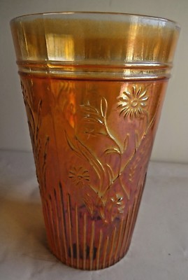 Vintage Carnival Glass Tumblers Flower Fantasy Jain Glass Works India ...