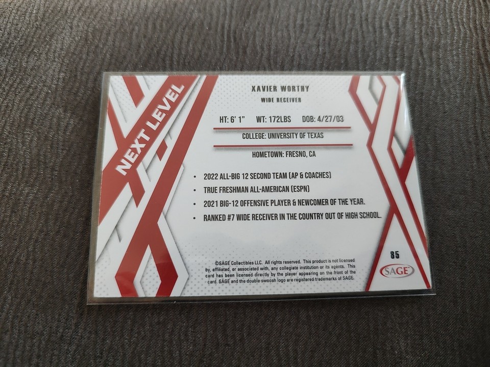 2024 Sage Next Level BLUE Xavier Worthy #85 Texas Longhorns CFP RC | eBay