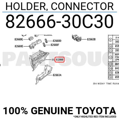 8266630C30 Genuine Toyota HOLDER, CONNECTOR 82666-30C30 | eBay