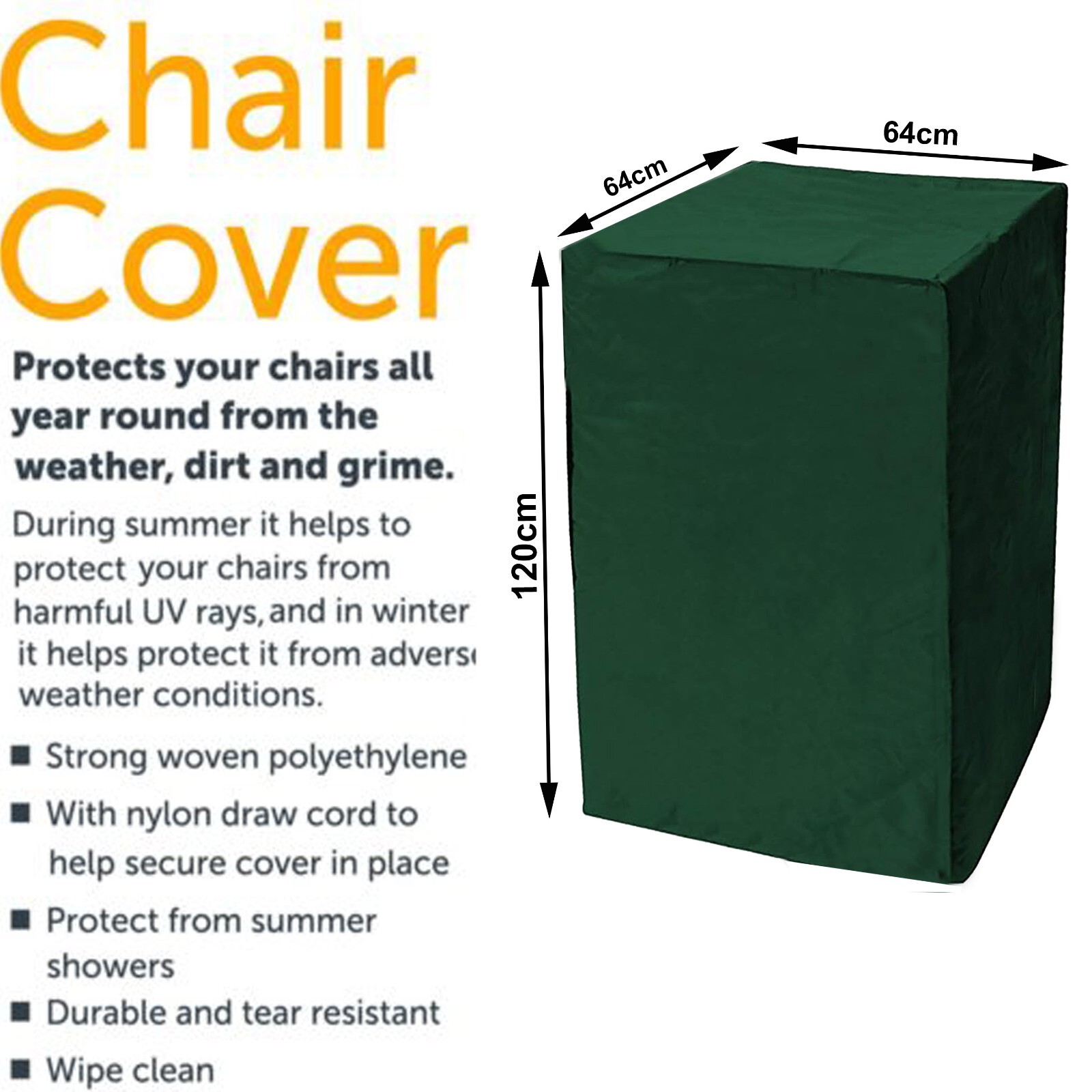 Stacking Chair Cover Waterproof Heavy Duty Furniture Cover Patio Garden ...