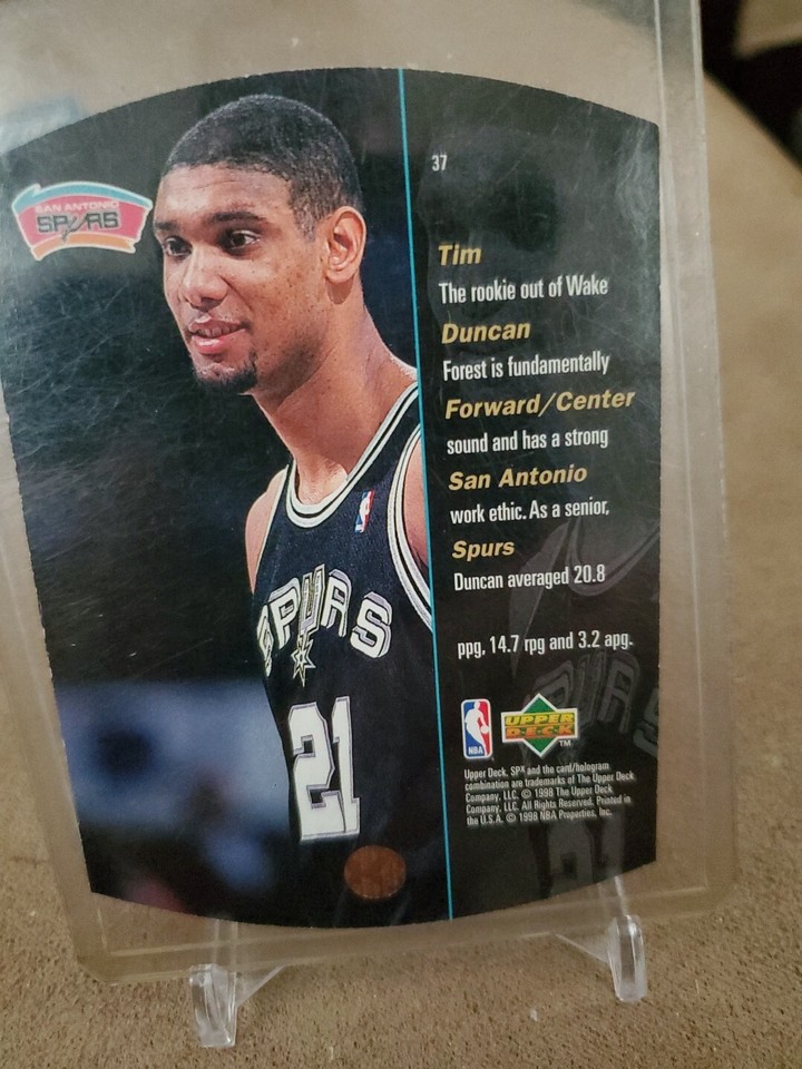 1998 SPX UPPER DECK #37 TIM DUNCAN ROOKIE CARD | eBay