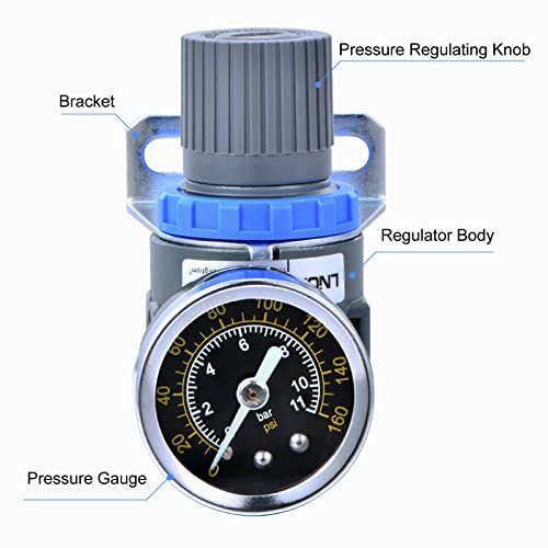 1/4 Inch NPT Thread Air Pressure Regulator with Gauge Mini Air Control ...