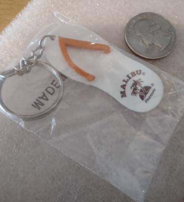 New White Malibu Rum Flip Flop Keychain Silver Key Ring Chain Hangtag 2 ...