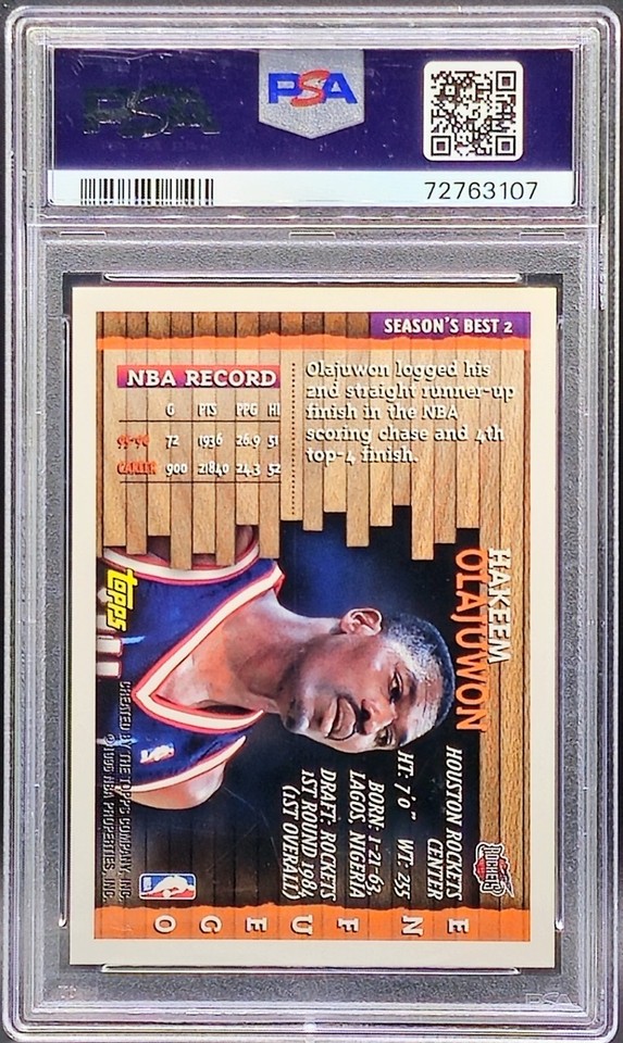 Hakeem Olajuwon 1996-97 Topps Season's Best En Fuego #2 PSA 9 Mint | eBay