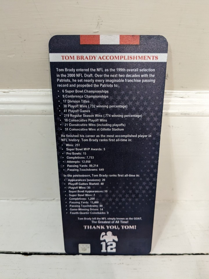 Tom Brady Commemorative Ticket Retirement Game 9/10/23 Patriots Eagles ...