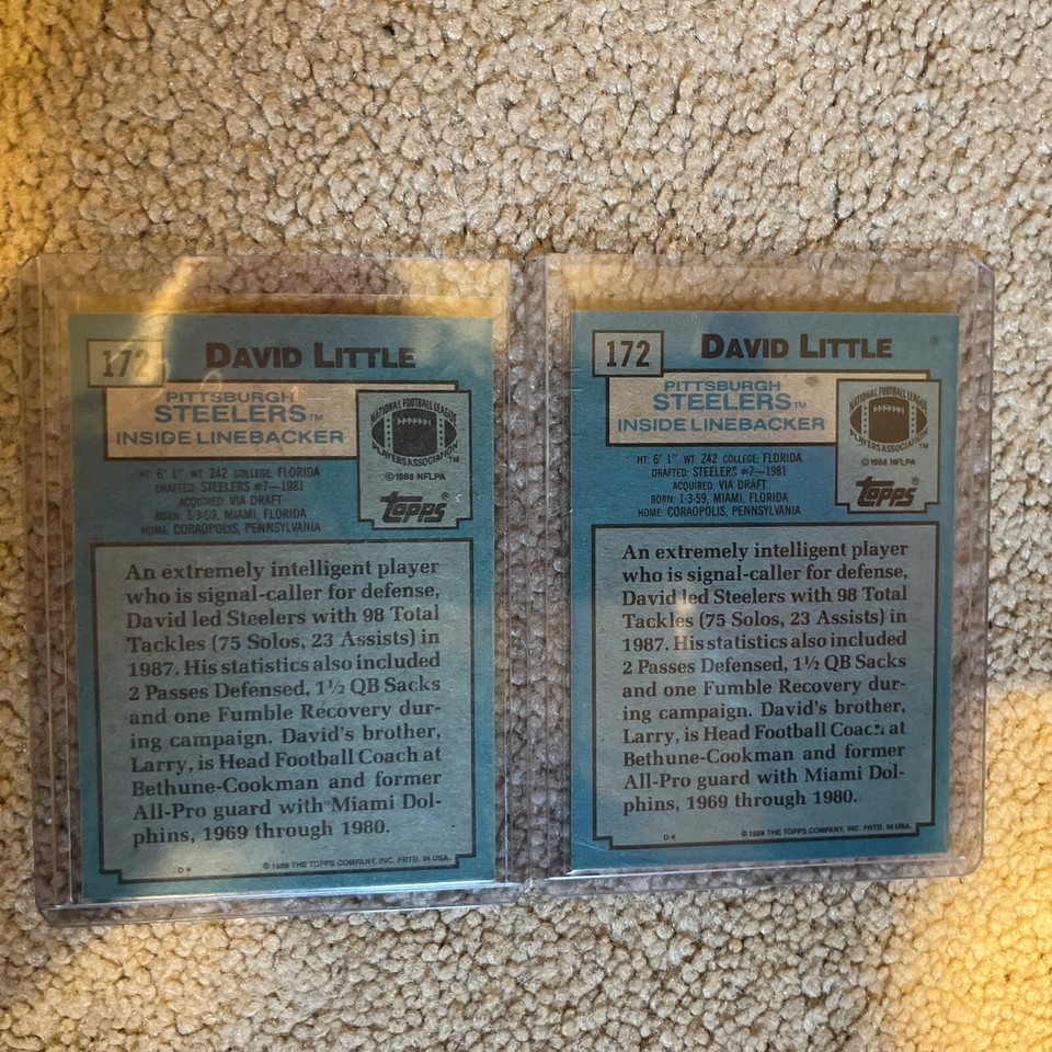 CHAD LITTLE PITTSBURGH STEELERS LOT. AUTOGRAPH ROOKIE, RC 88 TOPPS #172 ...