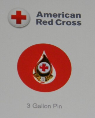 American Red Cross: 3 Gallon Blood Donor Lapel Pin - Red White & Gold ...