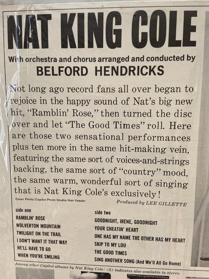 NAT KING COLE "Ramblin' Rose" LP Vintage Vinyl Stereo Record EUC | eBay UK