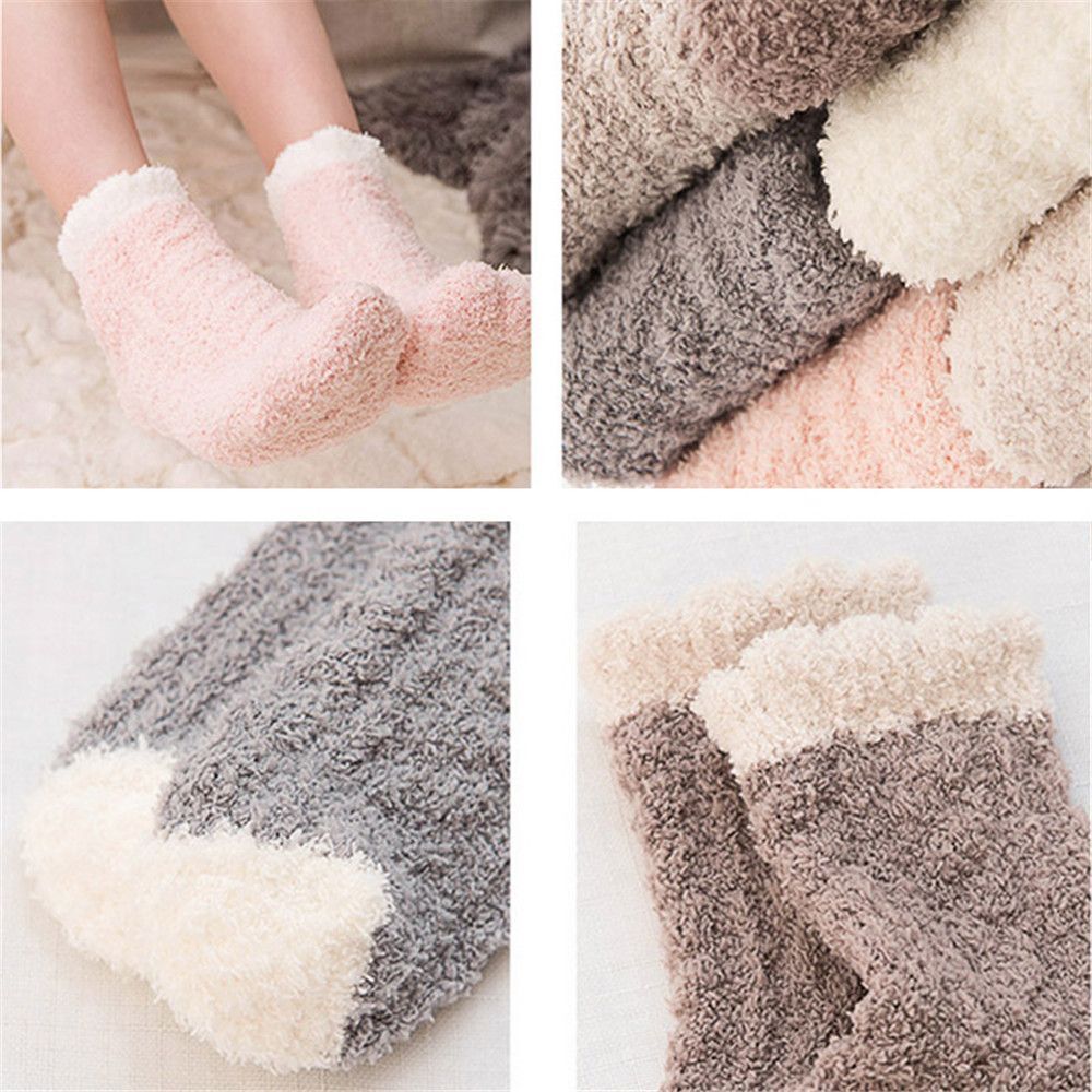 Winter Warm Sleep Bed Sock Thickening Coral velvet socks Cashmere Sox ...