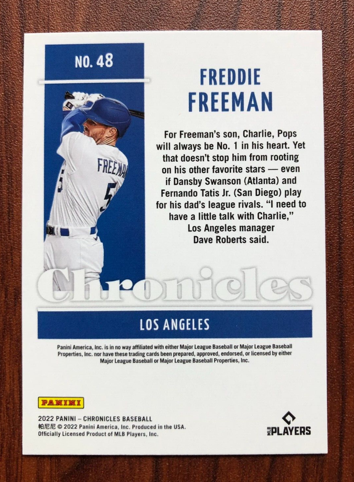 2022 Panini Chronicles Freddie Freeman Baseball Card #48 LA Dodgers | eBay