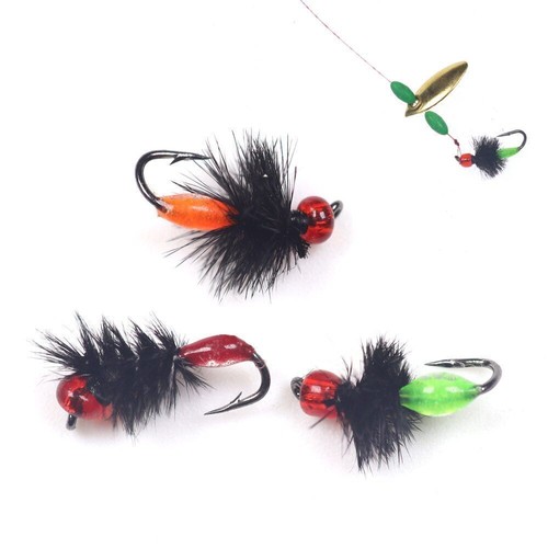 6pcs Fly Fishing Mini Ant Black Hackle Nymph Artificial Lure Red Orange ...